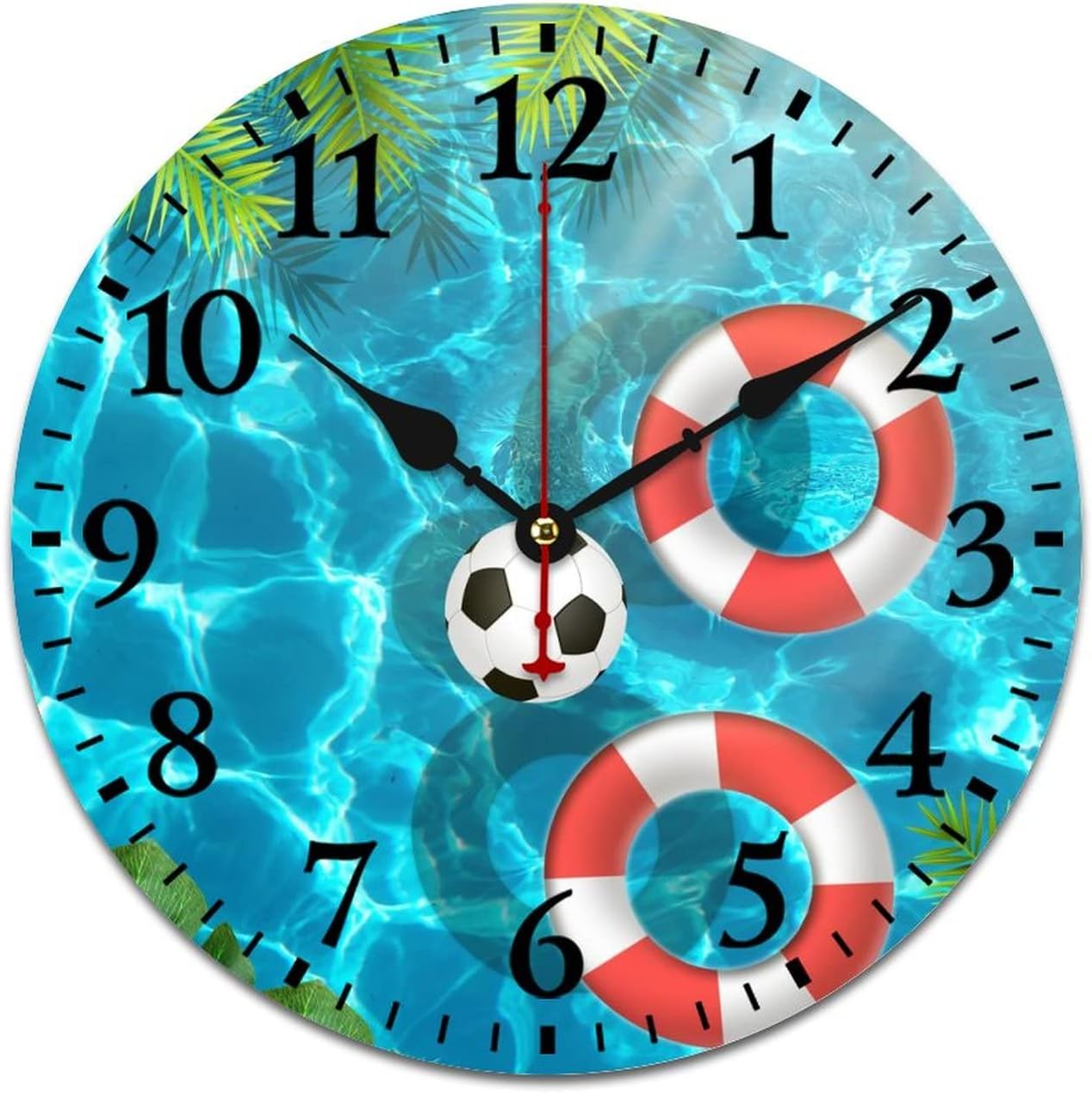 Amazon.com: Clocks Swimming Pool Summer Round Room Decorative Wall ...