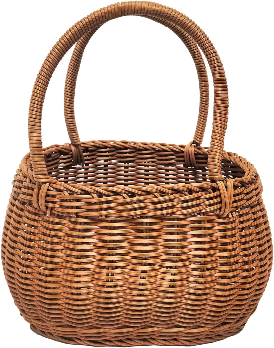 Amazon.com: Handheld Rattan Woven Shopping Basket, Fruit and Vegetable ...