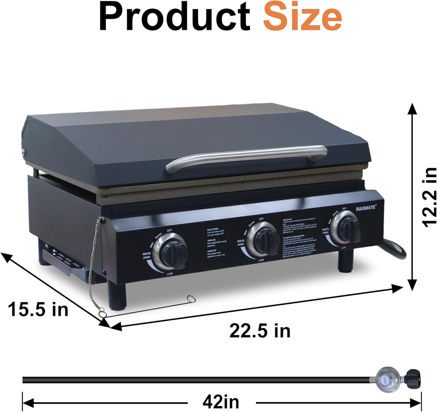 Portable Propane Griddle with Lid, 22 Inch 3 Burners Australia | Ubuy