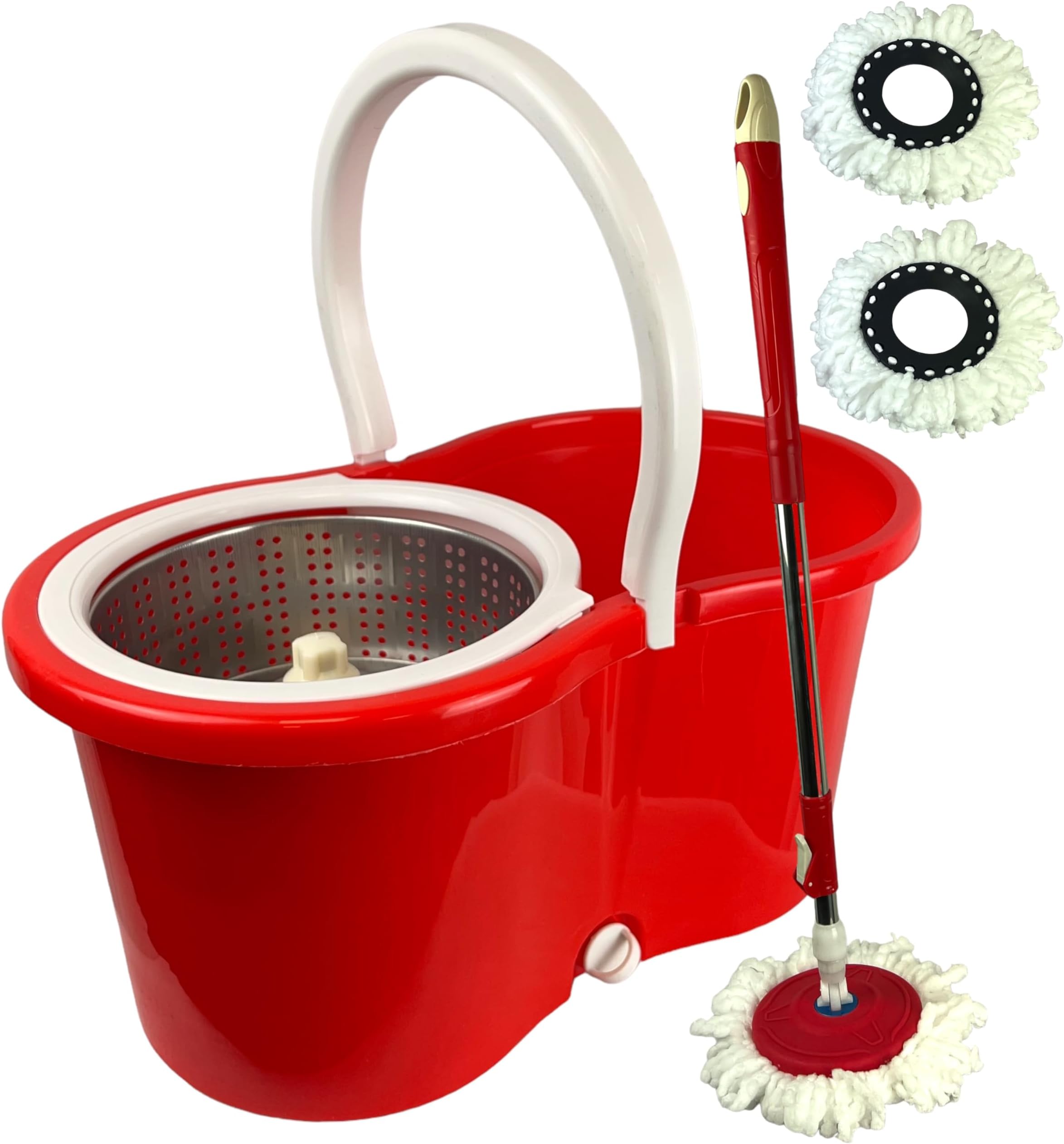 Spin Mop Bucket Set with Spin 360 Wringer and 2 Microfibre Mop Pad Head ...