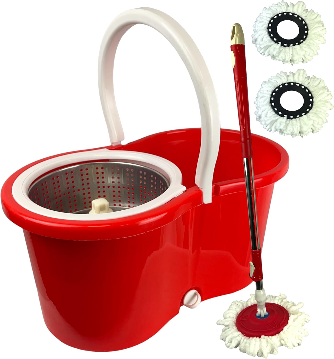 Spin Mop Bucket Set with Spin 360 Wringer and 2 Microfibre Mop Pad Head ...