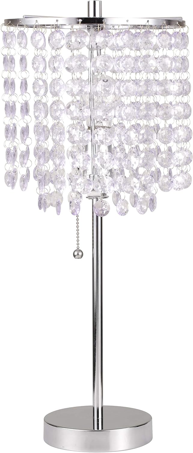 SH Lighting Crystal Inspired Table Desk Lamp - Features Convenient Pull ...
