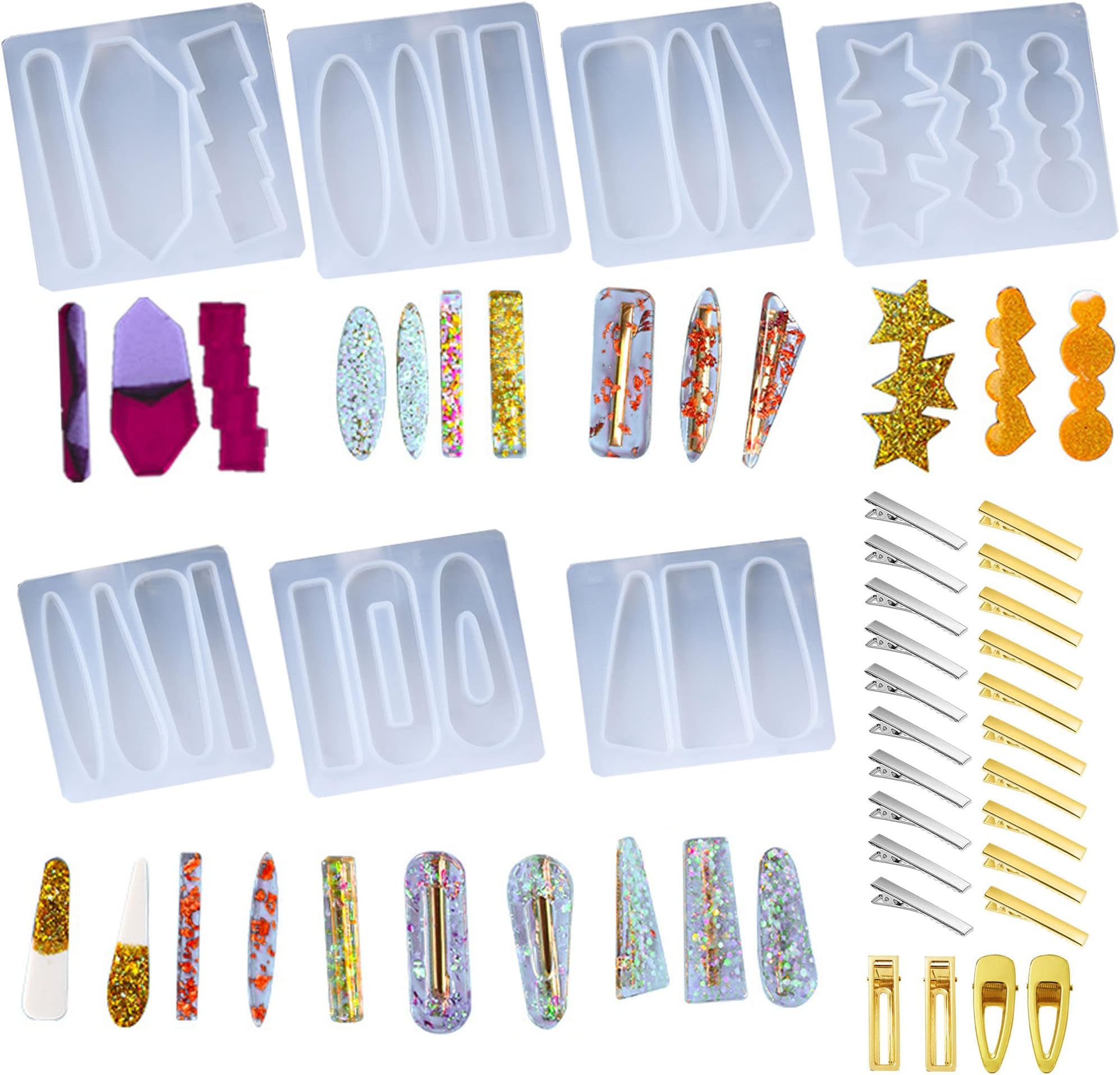 Amazon.com: BEEFLYING 4Pcs Hair Clip Silicone Molds Kit Resin Silicone ...