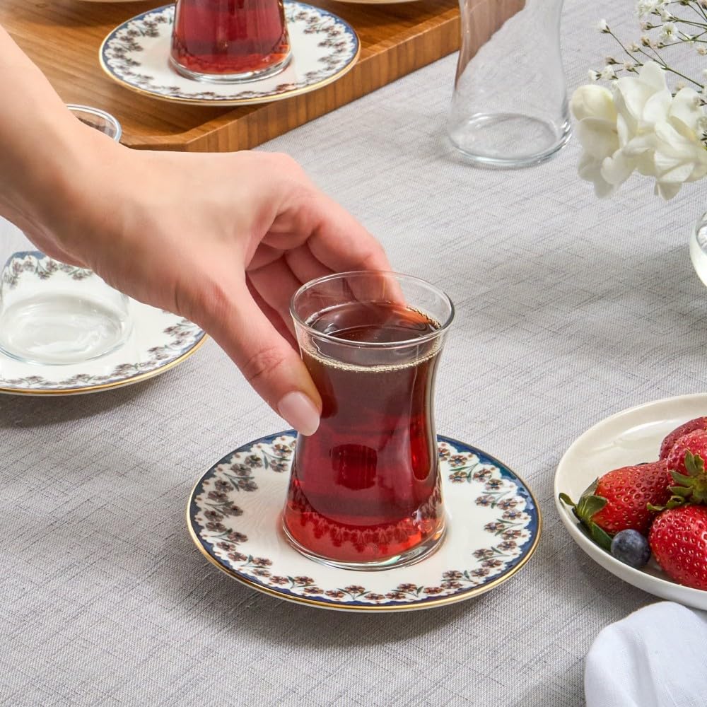 Snapklik.com : Karaca Florus Turkish Tea Glasses Set, 12-Piece Tea ...
