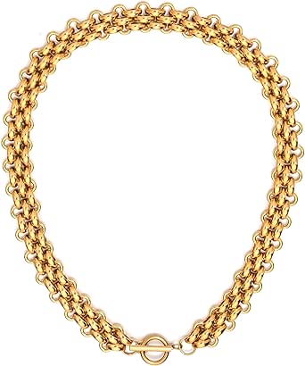 jomjeu Chunky collar de oro para las mujeres 18K chapado en oro grueso ...