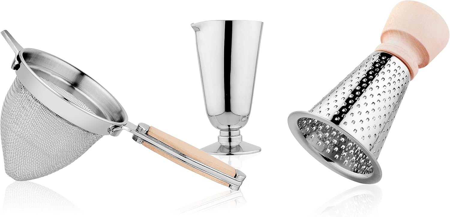 Bar Tool Set of 3 Stainless Steel Cocktail Jigger with stand, Measuring ...