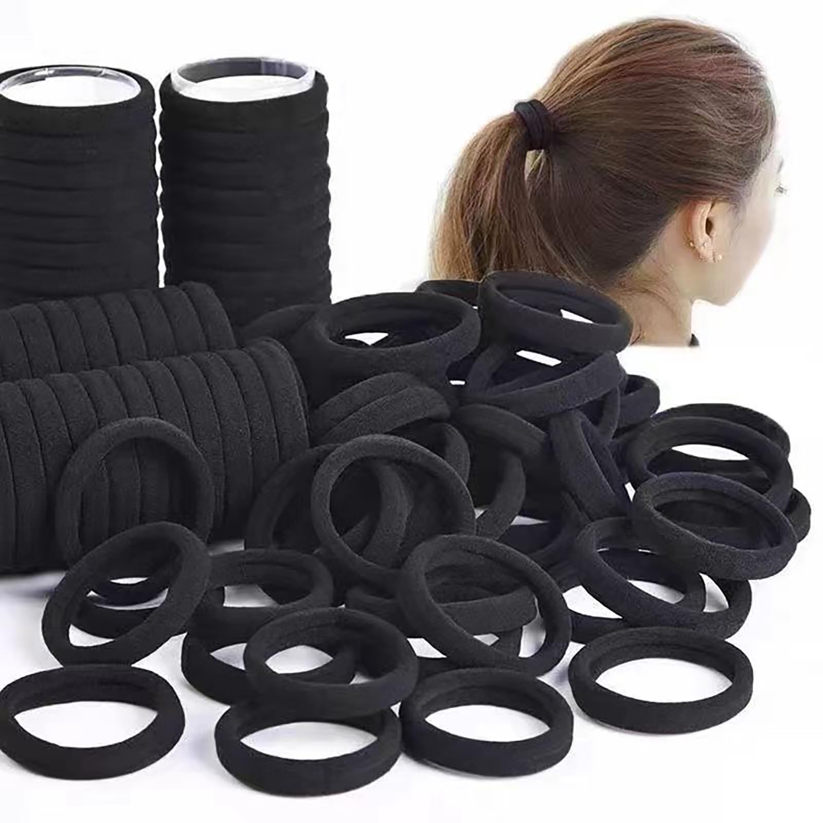 Buy 120 PCS Black Hair Ties for Women Girls for Thick and Curly Hair ...