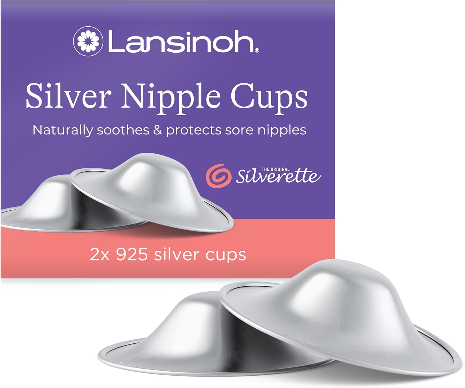 Lansinoh Silver Nipple Cups - 925 Sterling Nickel Free Silver Nipple ...