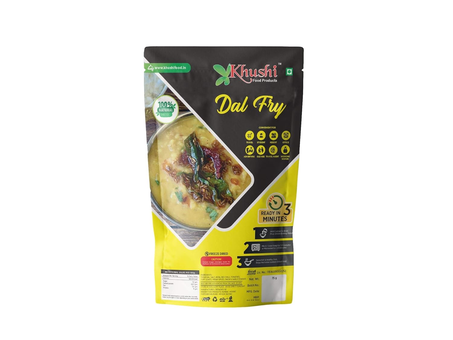 Khushi Food Products Regular Dal Fry (75 g) : Amazon.in: Grocery ...