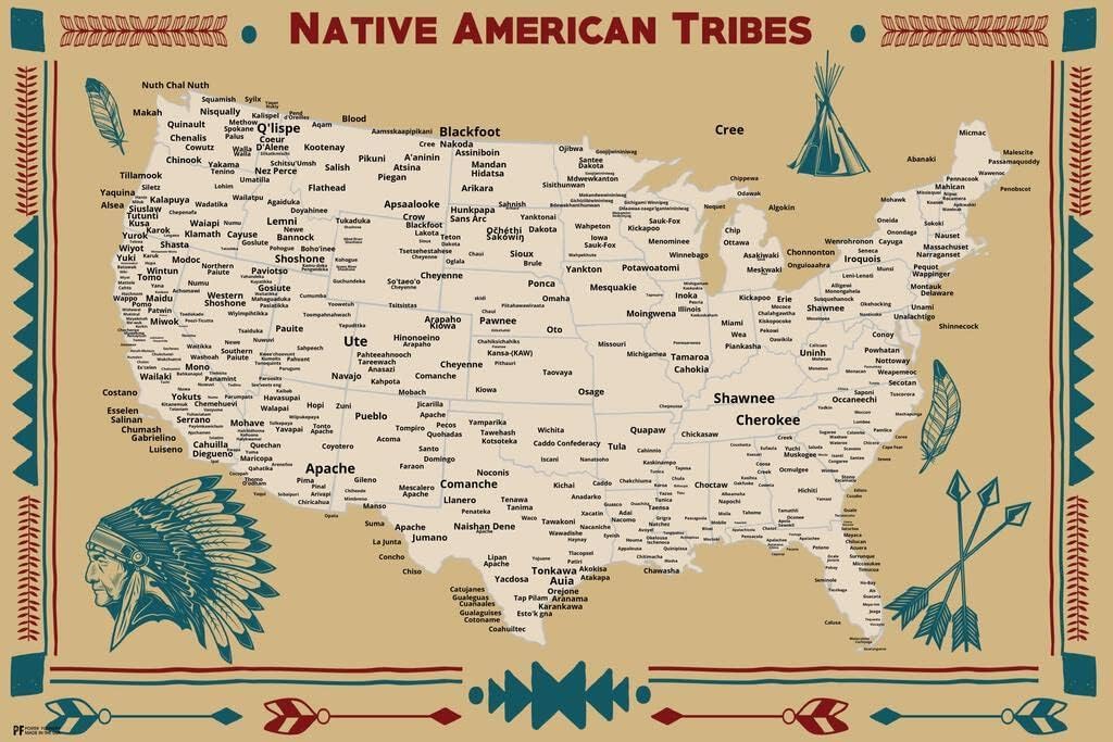Amazon.com: Native American Tribes State Icons Map Native Indigenous ...