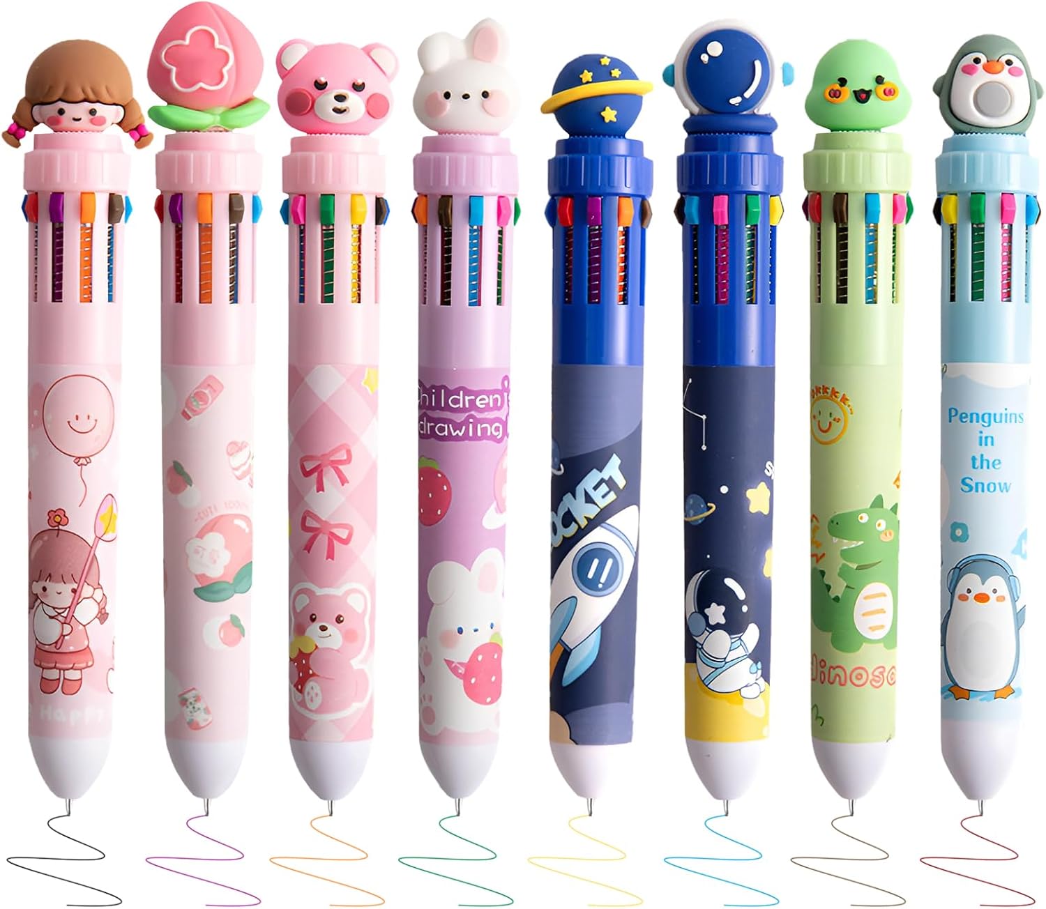 TPBSITNS 8PCS Multicolor Ballpoint Pen 0.5mm, 10-in-1 Colored ...
