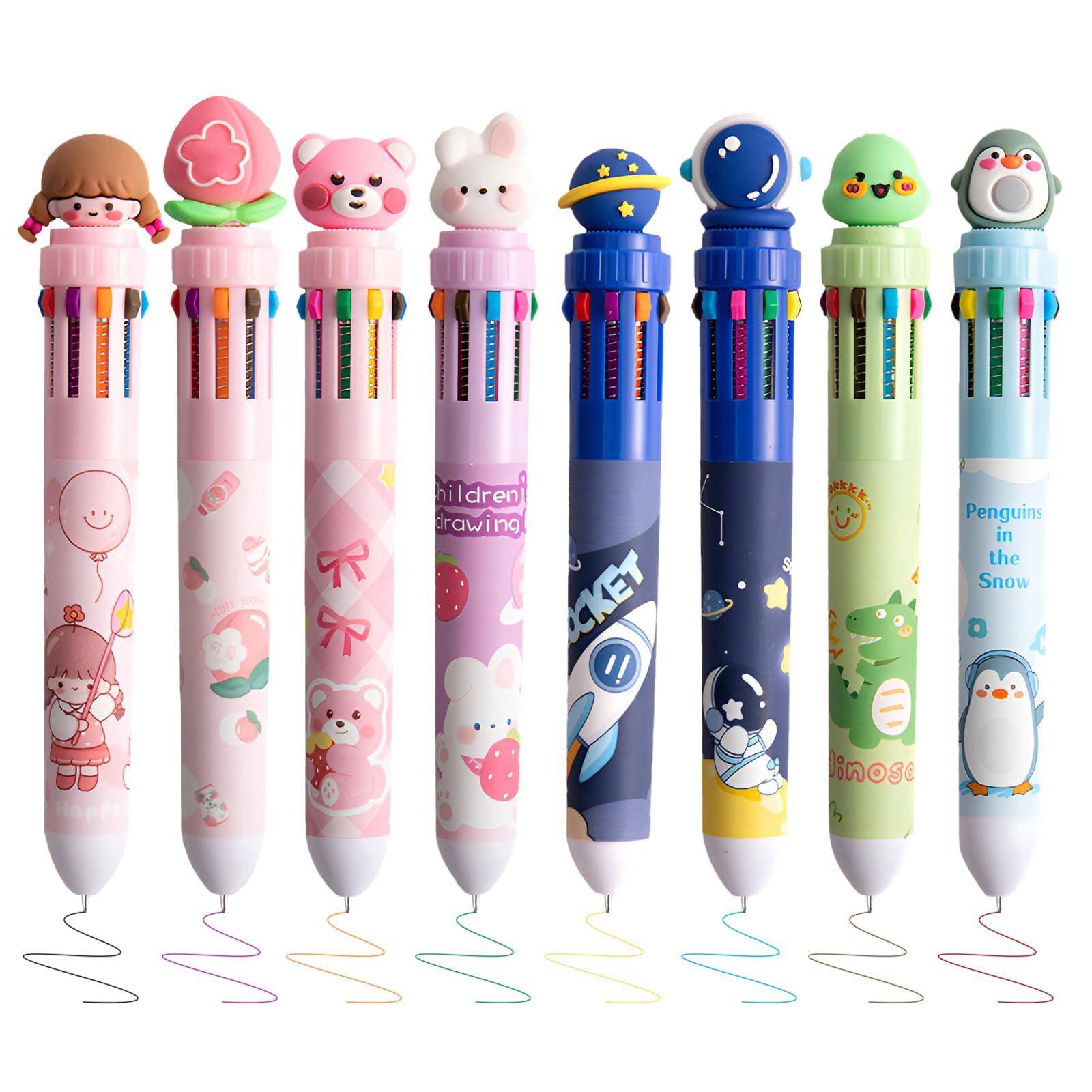 TPBSITNS 8PCS Multicolor Ballpoint Pen 0.5mm, 10-in-1 Colored ...