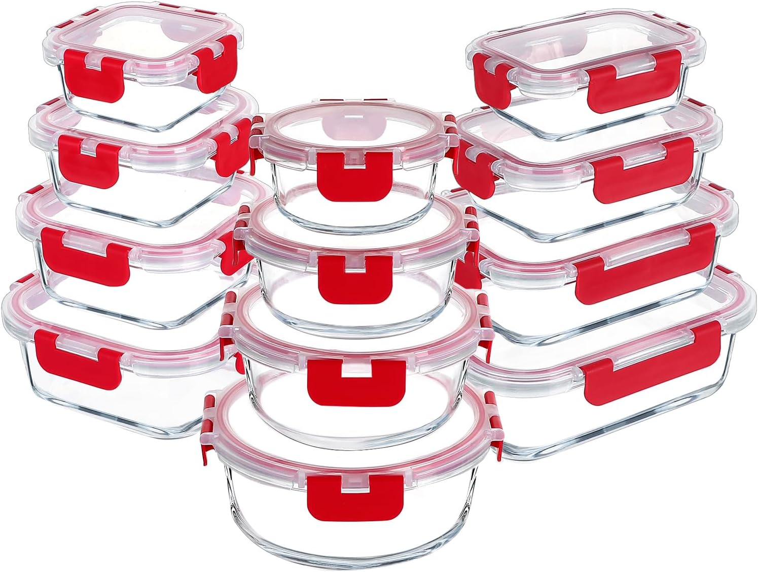 Amazon.com: VERONES 24 Pieces Glass Food Storage Containers Set ...