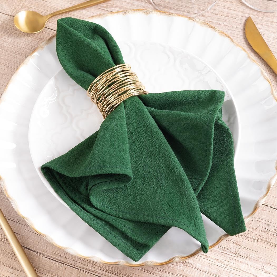 Amazon.com: MLMW Emerald Green Cloth Napkins Linen Cotton Napkins Set of 6 Rustic Dinner Napkins ...