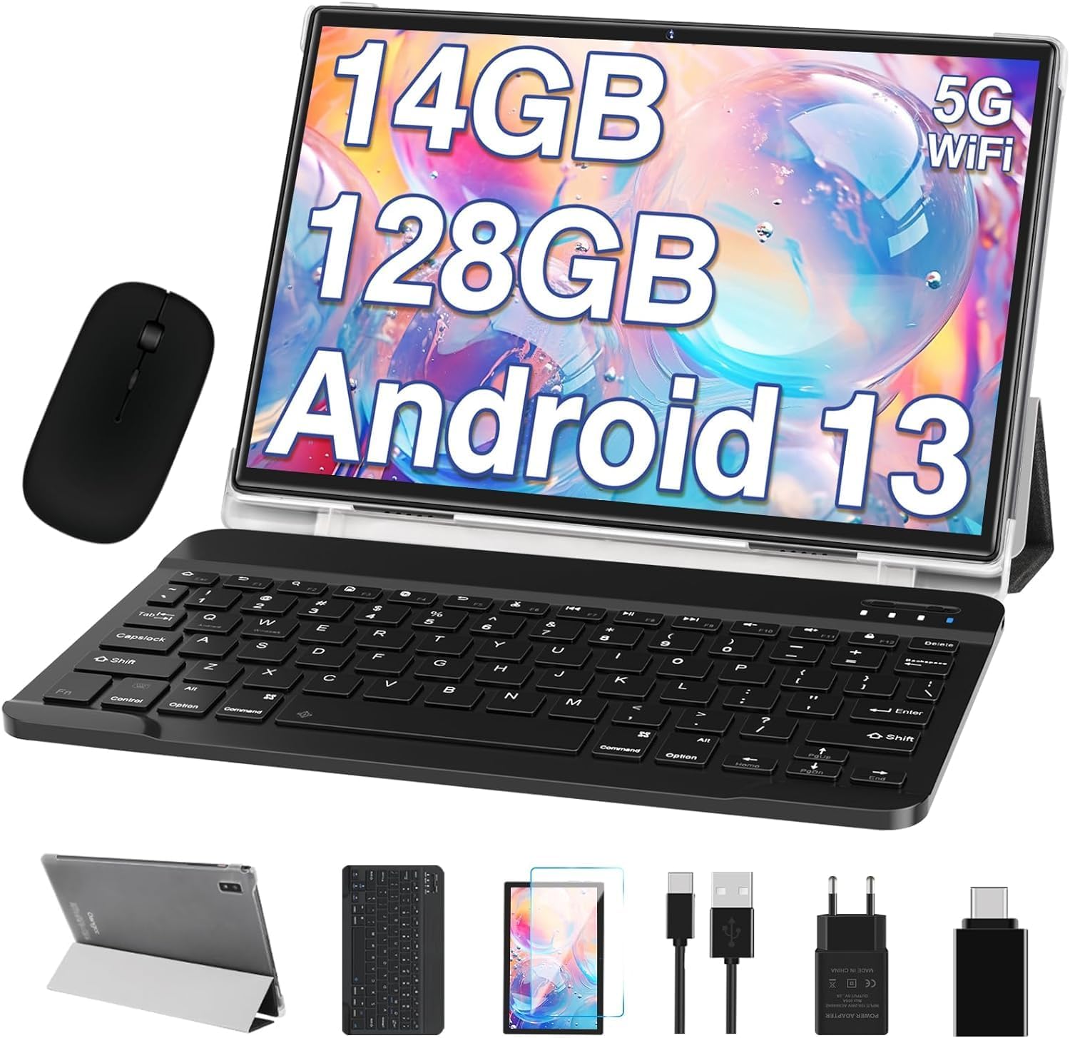 DMOAO Tablette Android 13 avec 14GO RAM 128GO ROM, Tablette Tactile 2 ...
