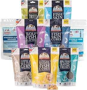 SKIPPER'S Variety Bundle for Dog - Fish Skin Flatties, Cubes, Dried ...