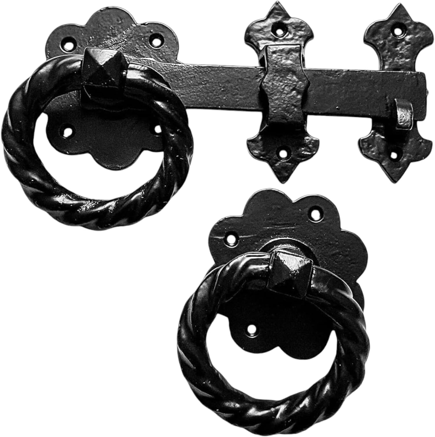 Gate Ring Latch 8" Inch 200mm Twisted Heavy Duty Black : Amazon.co.uk ...