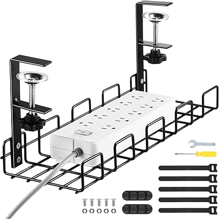Amazon.com: WTADAY Under Desk Cable Management Tray, 16” No Drill Desk ...