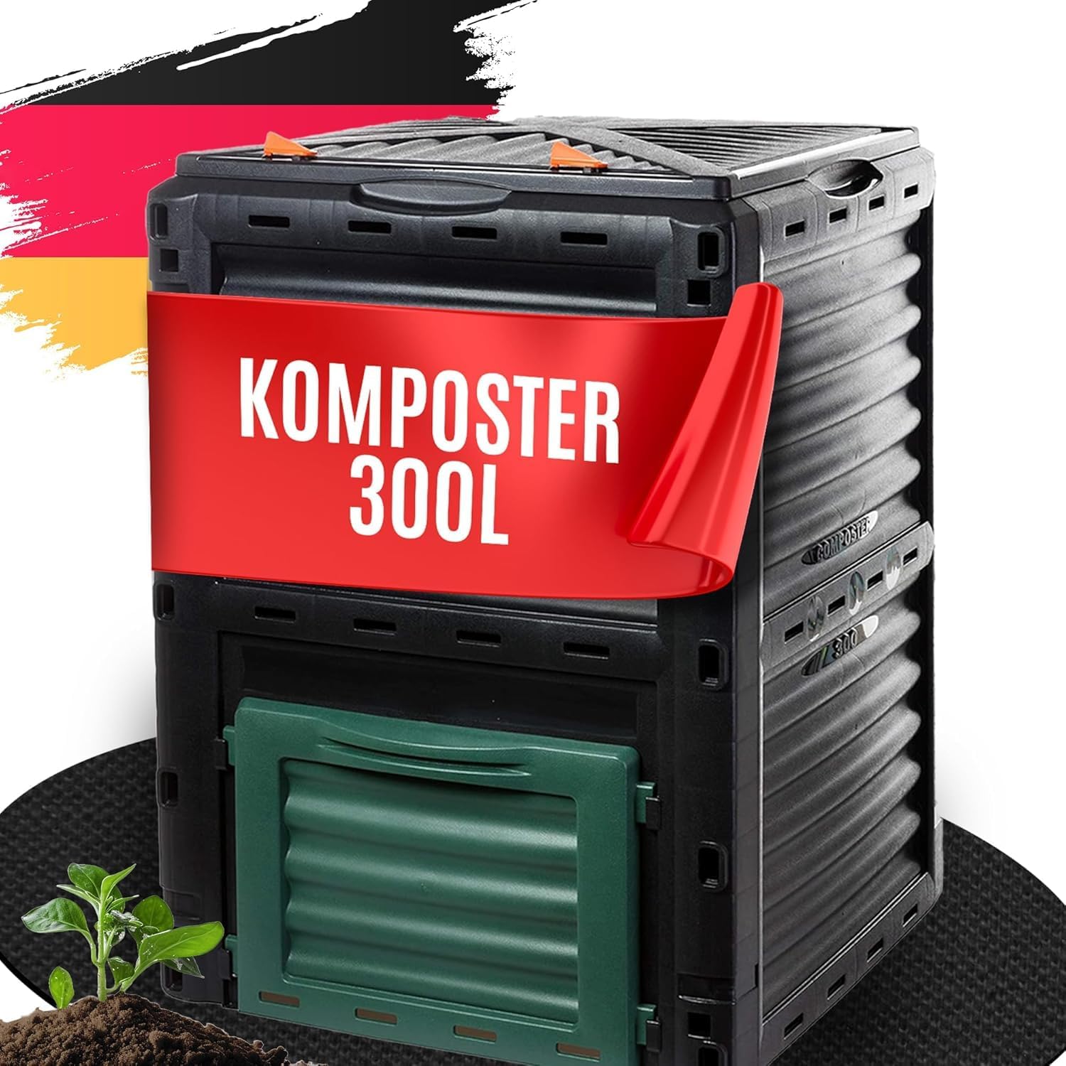 D&S Vertriebs GmbH Thermo Komposter Wetterfest aus Kunststoff, Schwarz ...