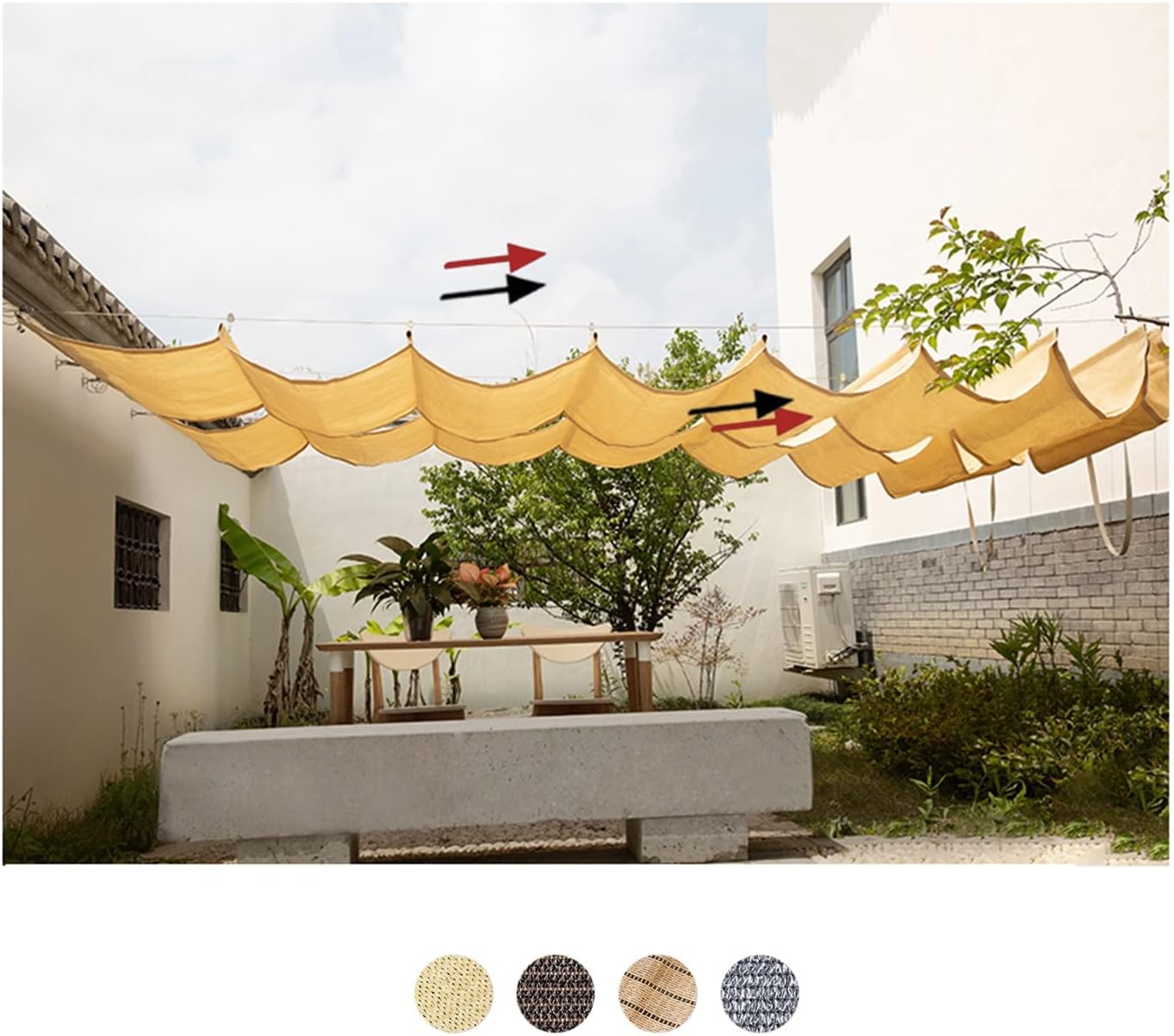 Amazon.com : Retractable Wave Shade Sail, Slide Wire Wave Shade Sail ...