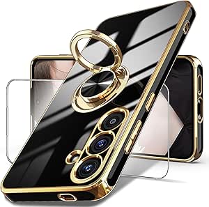 Amazon.com: Dretal for Samsung Galaxy S24 Plus 5G Case, Screen Protector, 360° Rotatable Ring ...