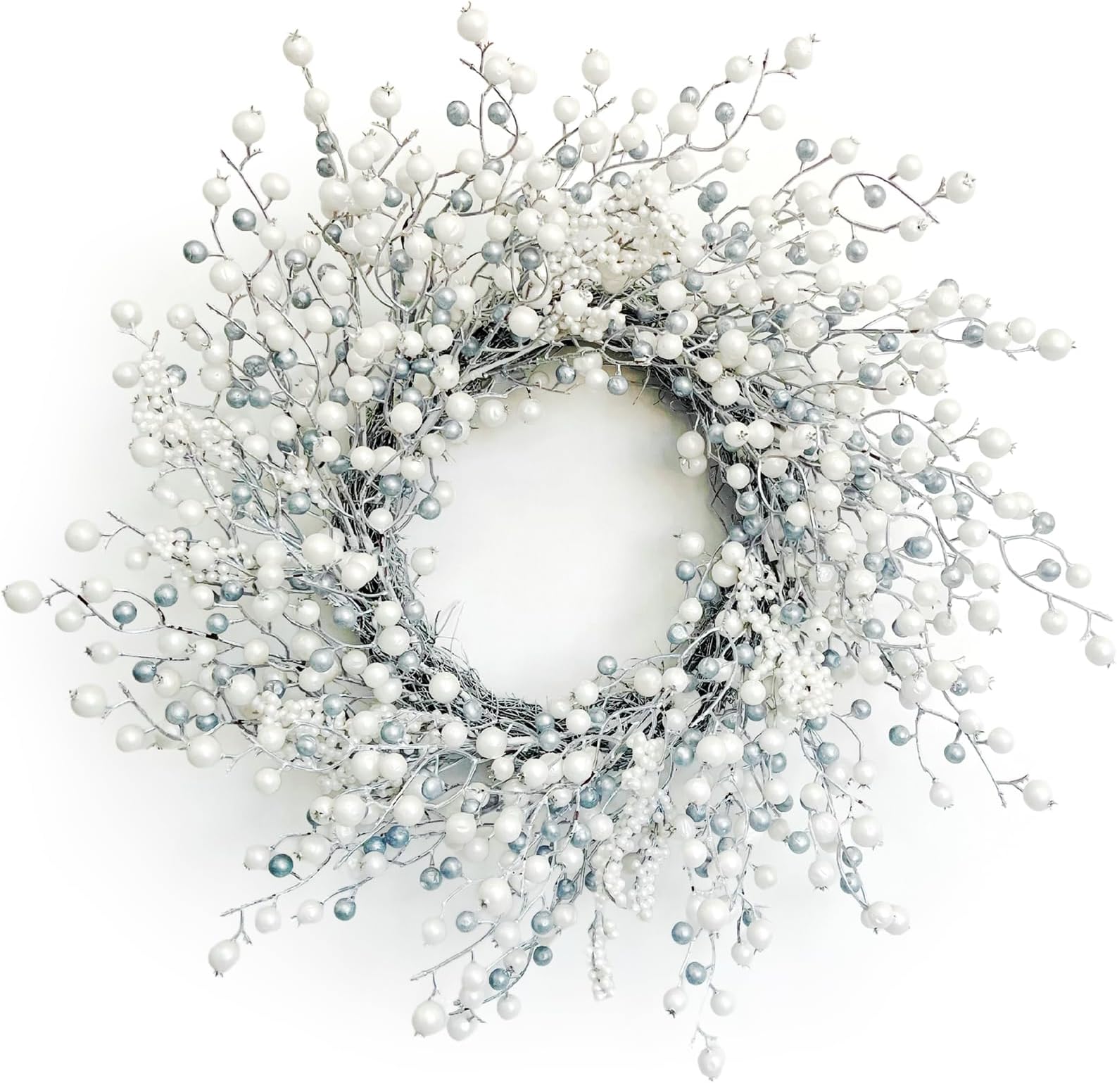 Amazon.com: TOKCARE Pearl White Pip Berry Wreath for Front Door, 20 ...