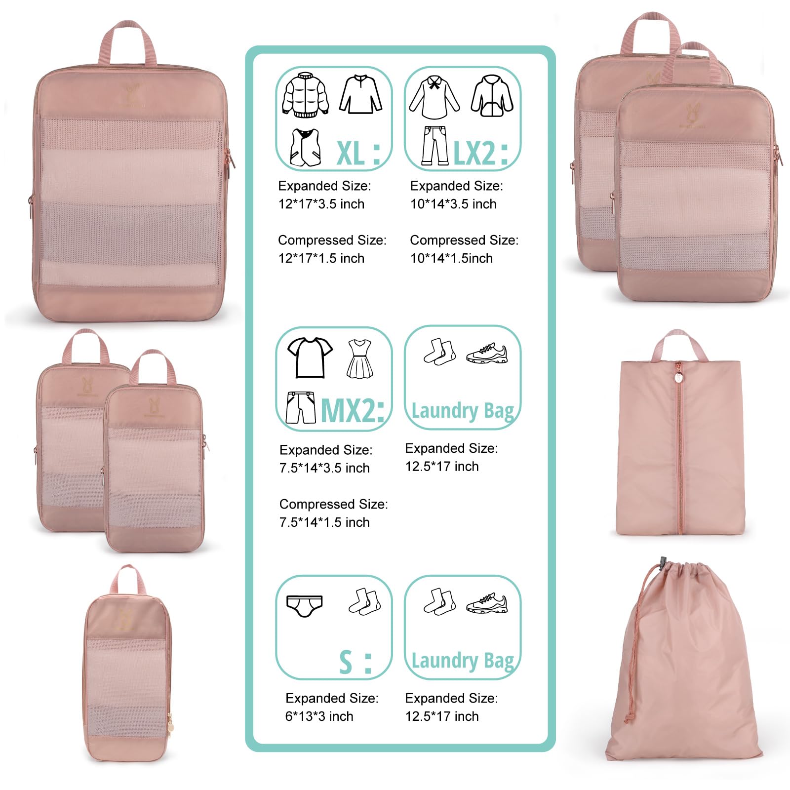 Snapklik.com : Expandable Compression Packing Cubes For Suitcases,6 Set Lightweight Compressible ...