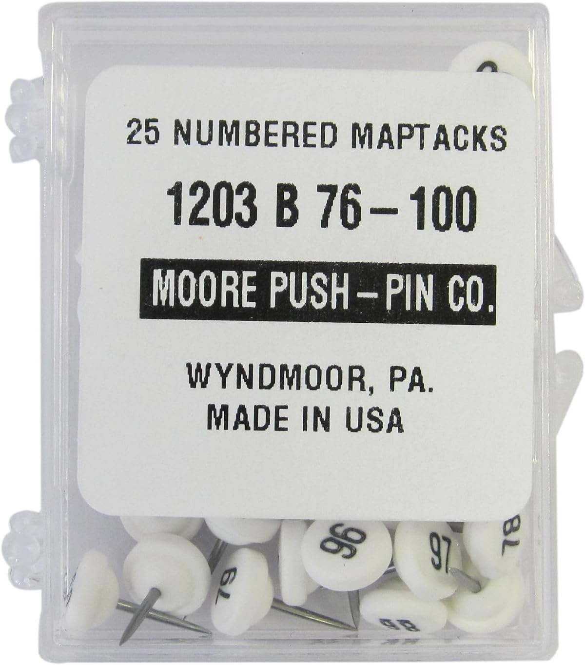 Amazon.com : Moore Numbered Map Tacks White with Black Numbers (1203-B ...