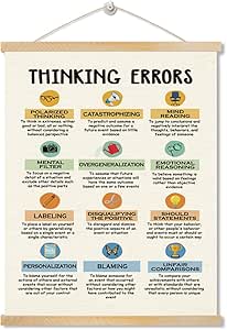 Amazon.com: Thinking Errors Hanging Poster, Wood Poster Hanger, School ...
