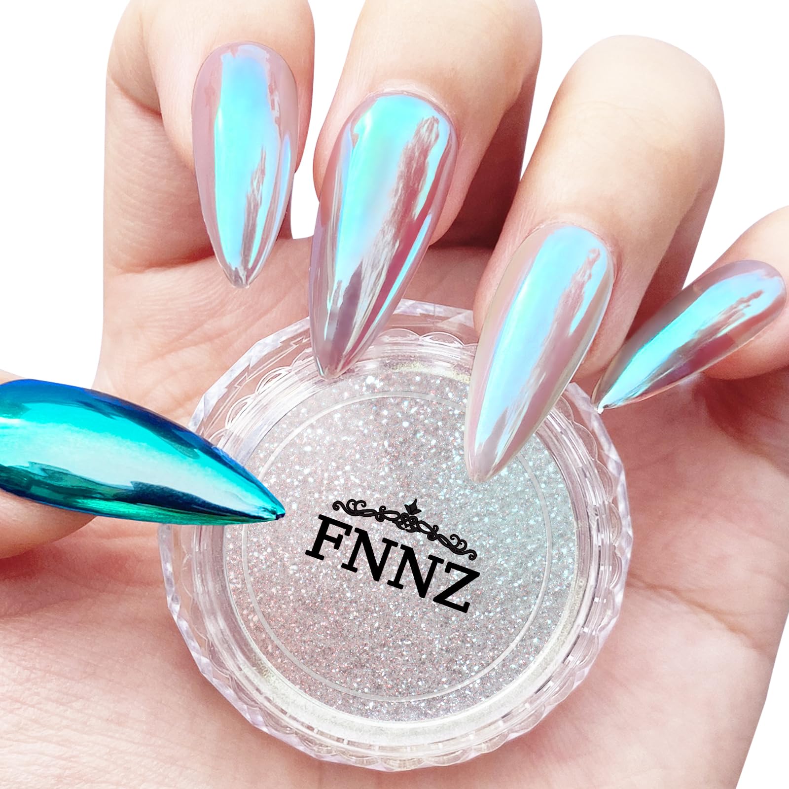 Amazon.com: FNNZ Unicorn Chrome Nail Powder, Aurora Unichrome Mermaid ...