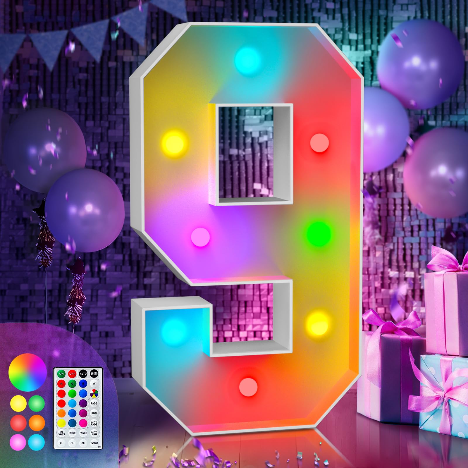 Snapklik.com : Imprsv 3FT Colorful Marquee Light Up Numbers,18 Colors ...