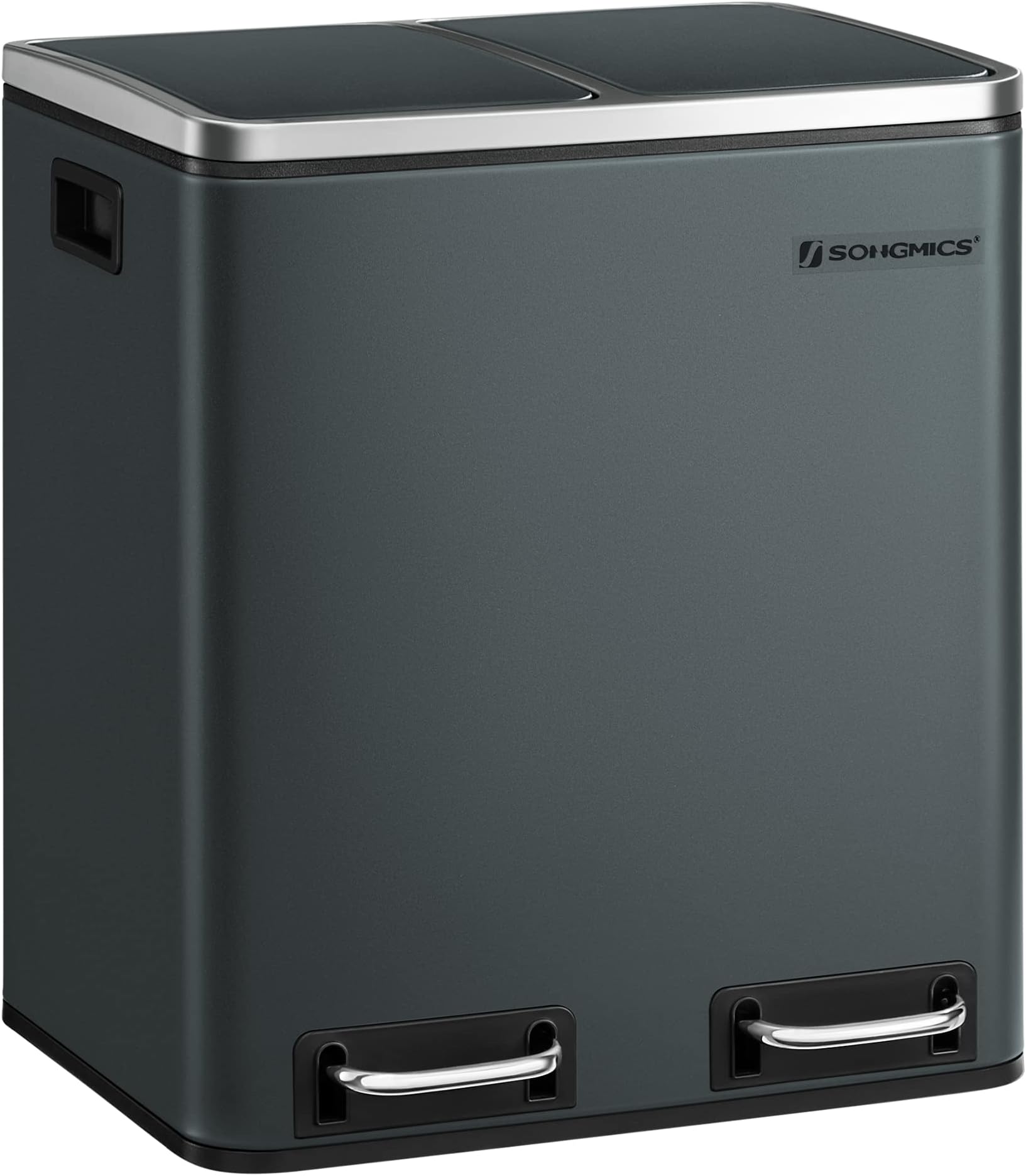 SONGMICS Kitchen Bin, 2 x 15L Double Bin for Recycling and Waste, Pedal ...