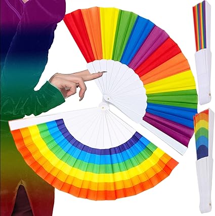 Amazon.com: 4Pcs Large Rainbow Folding Hand Fan Gay Pride LGBT Colorful ...
