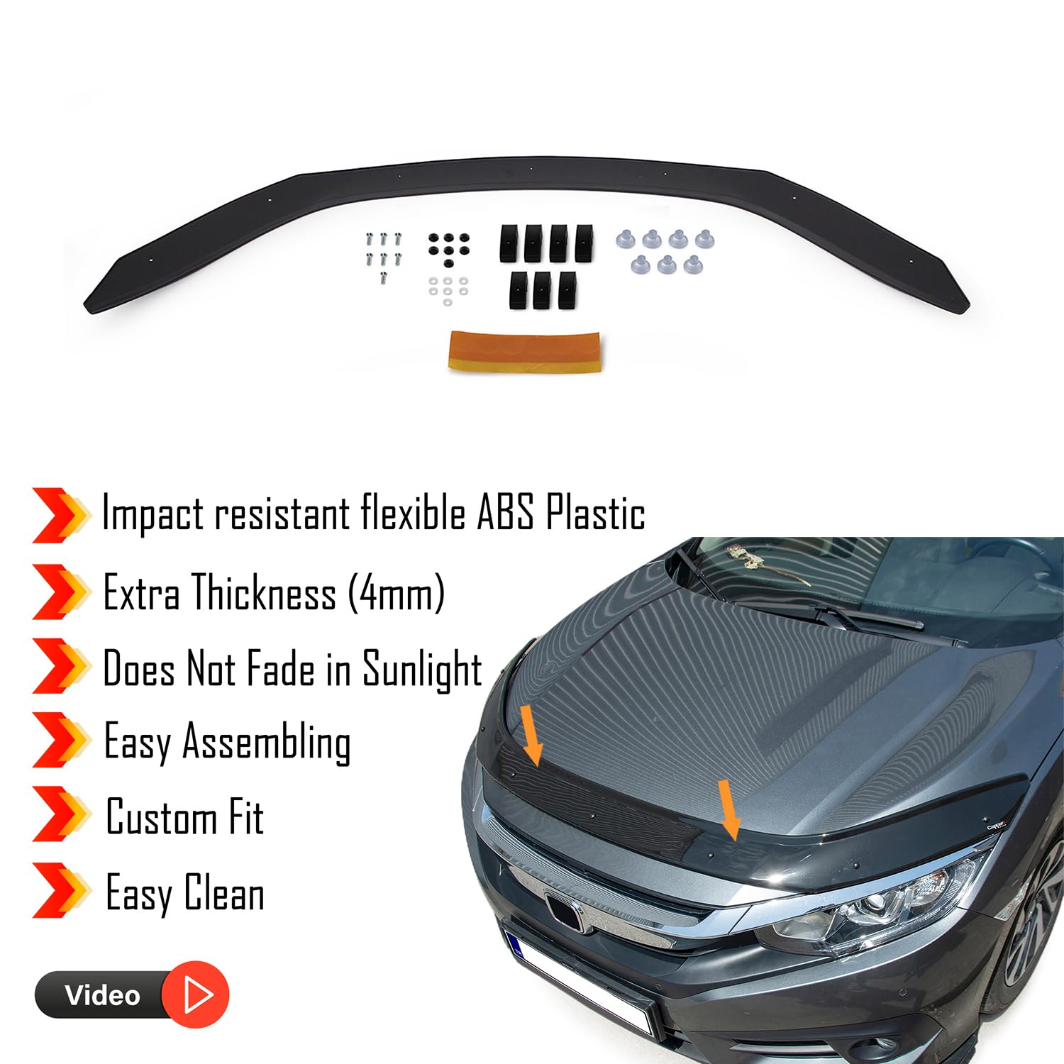 For 2019-2021 Toyota RAV4 Black Bug Sheld Hood Deflector Guard Bonnet