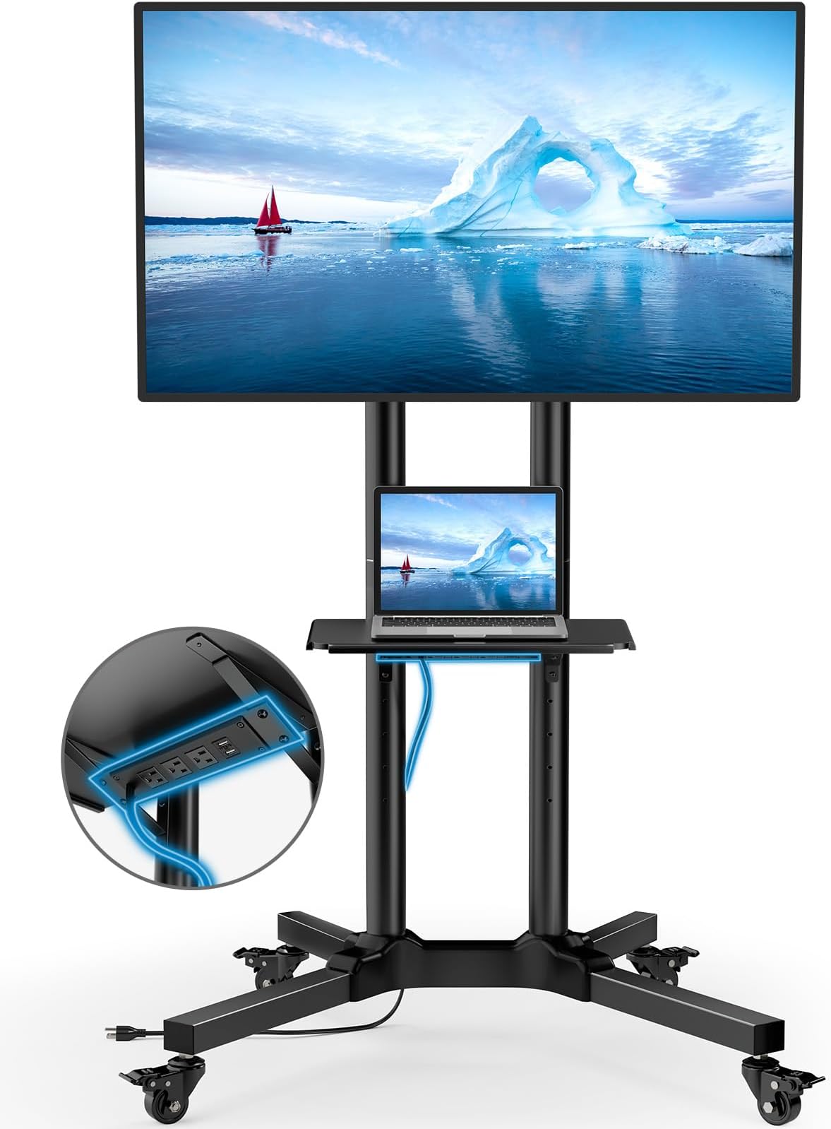 Amazon.com: HUANUO TV Stand with Power Outlet, Rolling TV Stand for 32 ...