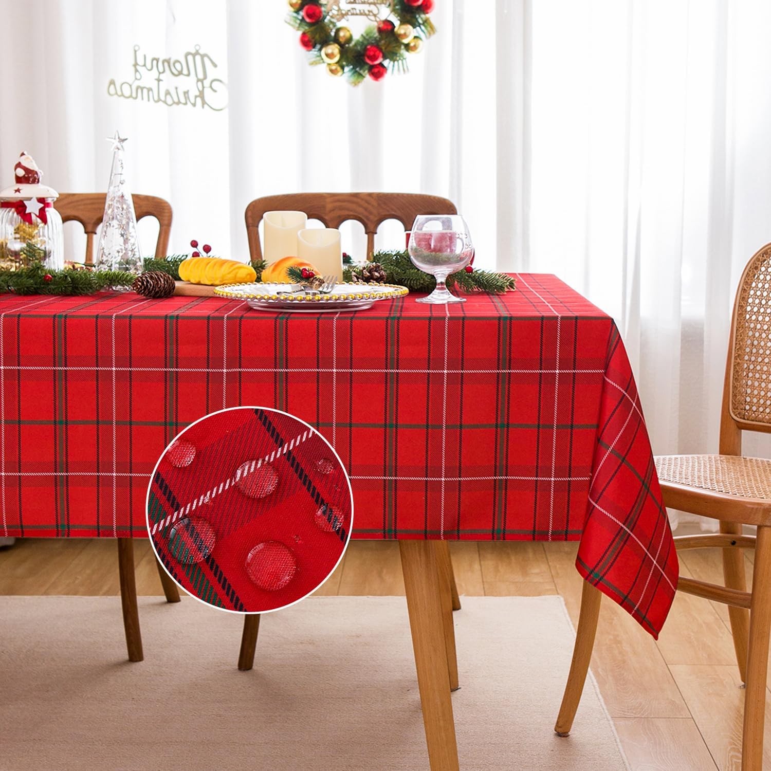 Amazon.com: Romanstile Christmas Rectangle Red Plaid Tablecloth - 60 x ...