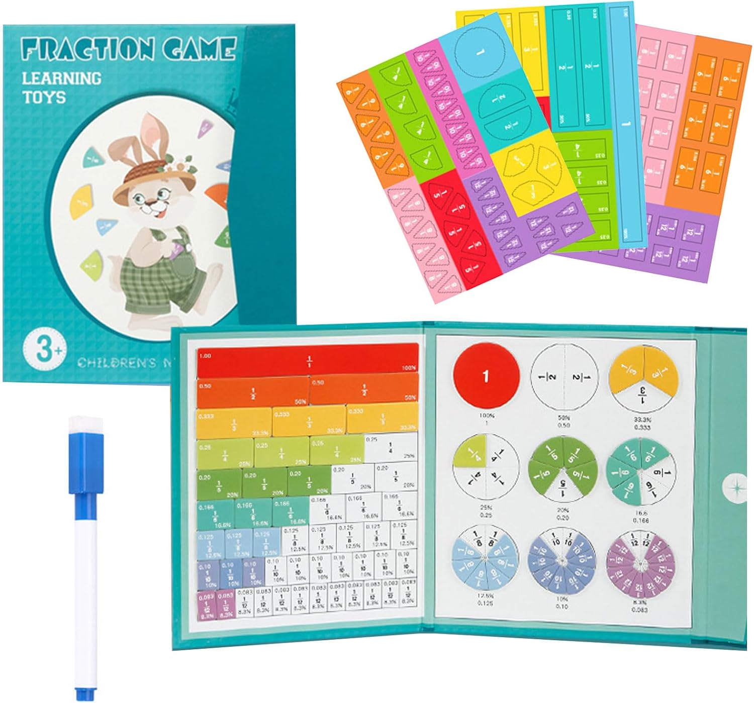 Amazon.com: 2024 New Magnetic Fraction Educational Puzzle, Magnetic ...