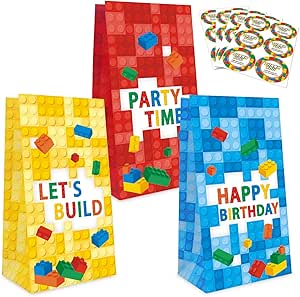 Amazon.com: Kitticcino 24 Packs Building Blocks Goodie Candy Treat Bags ...