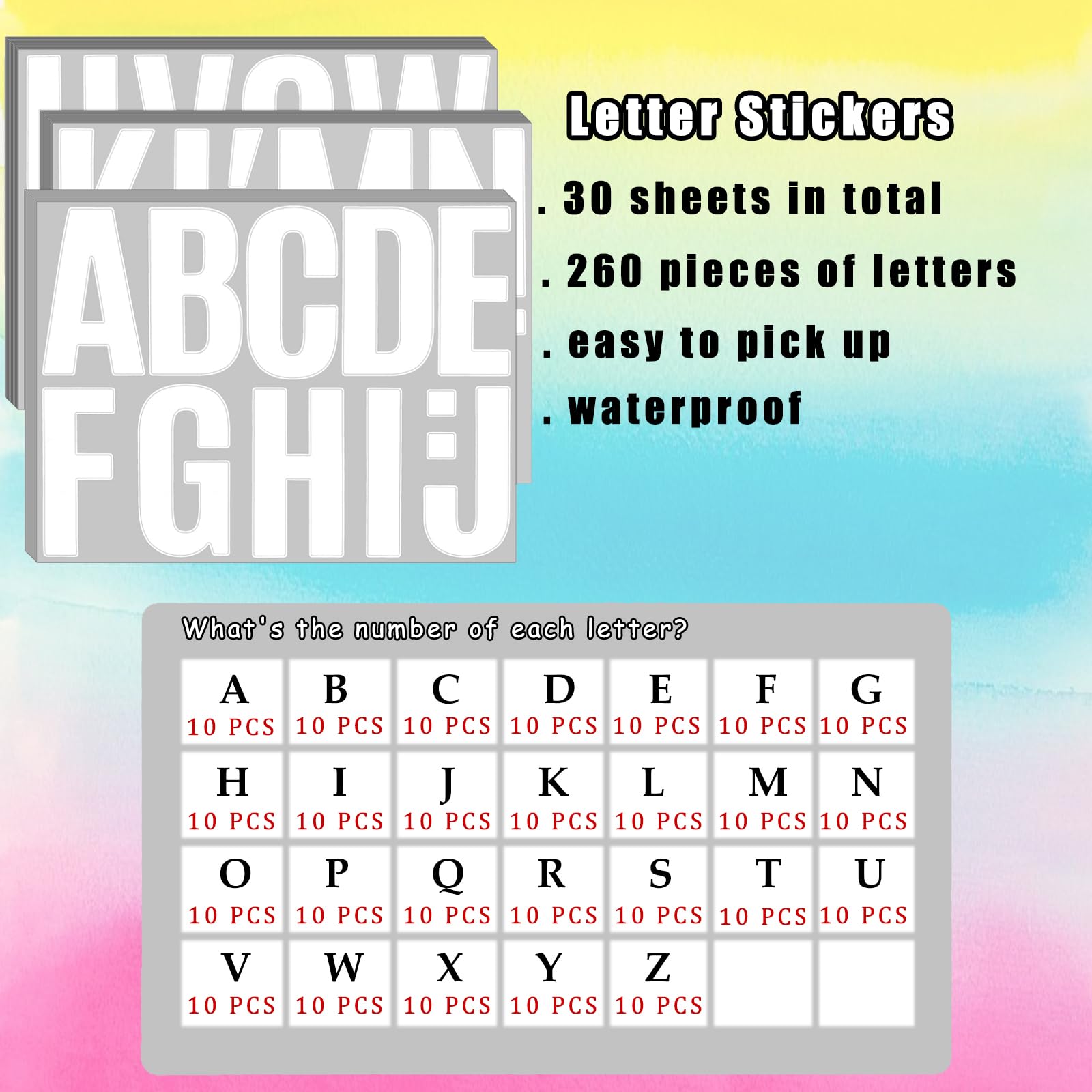 Snapklik.com : Bemeol 340 Pieces 30 Sheets Large Letter Stickers 4 Inch ...