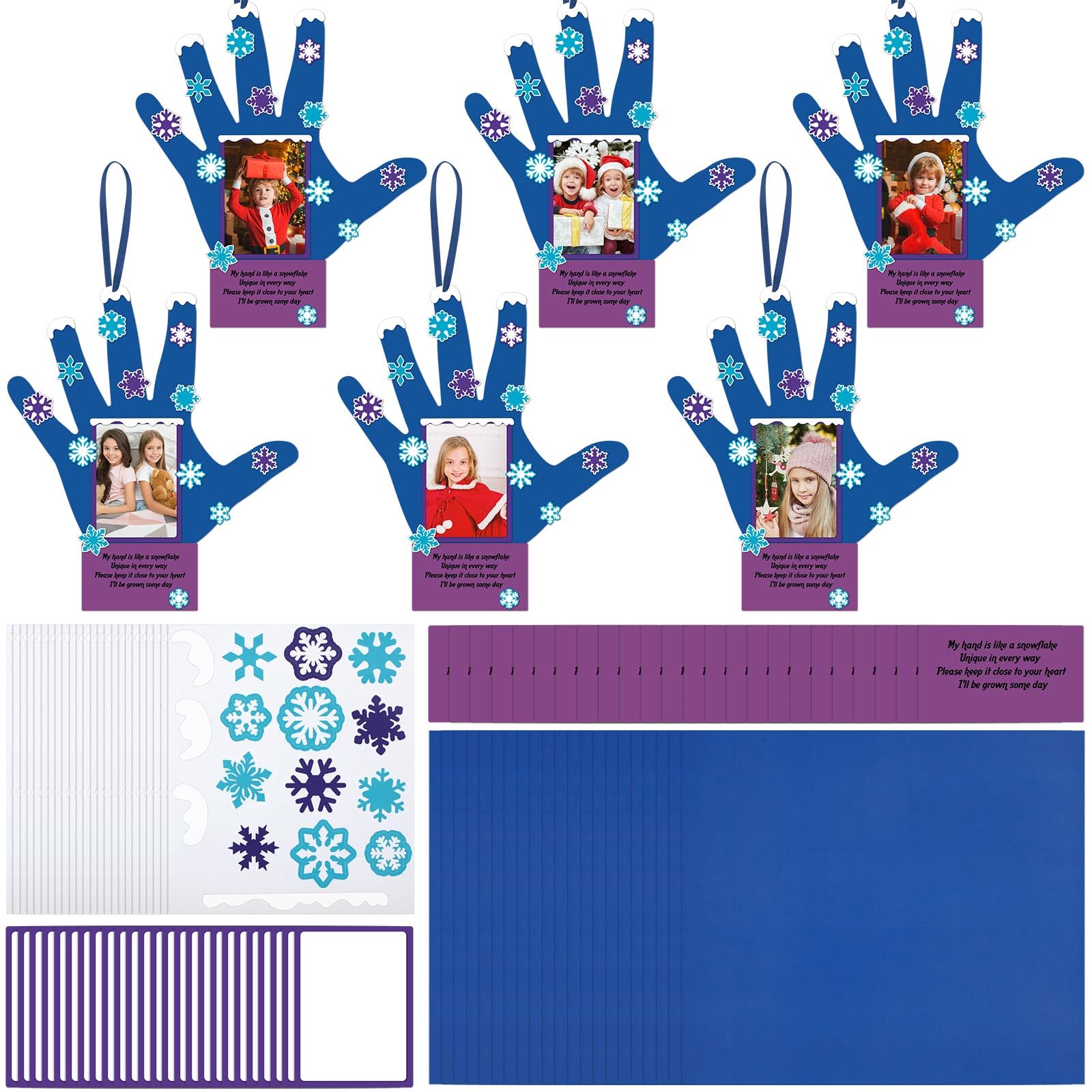 Amazon.com: DoubleFill 24 Sets Winter Snowflake Handprint Crafts for ...