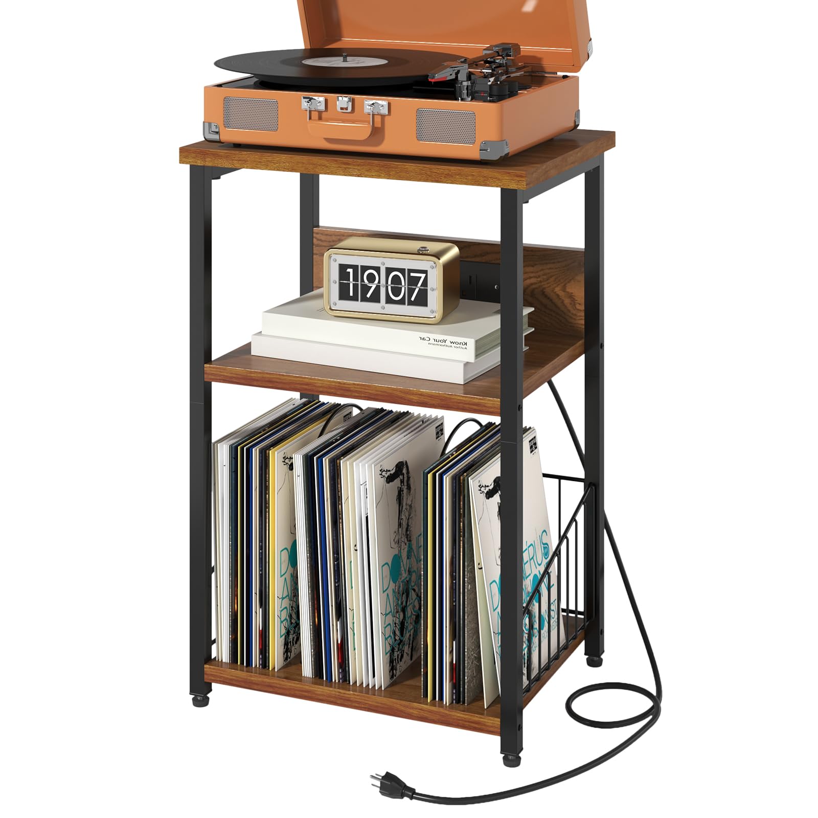 Amazon.com: OCHDIX Record Player Stand with Charging Station, Vinyl ...