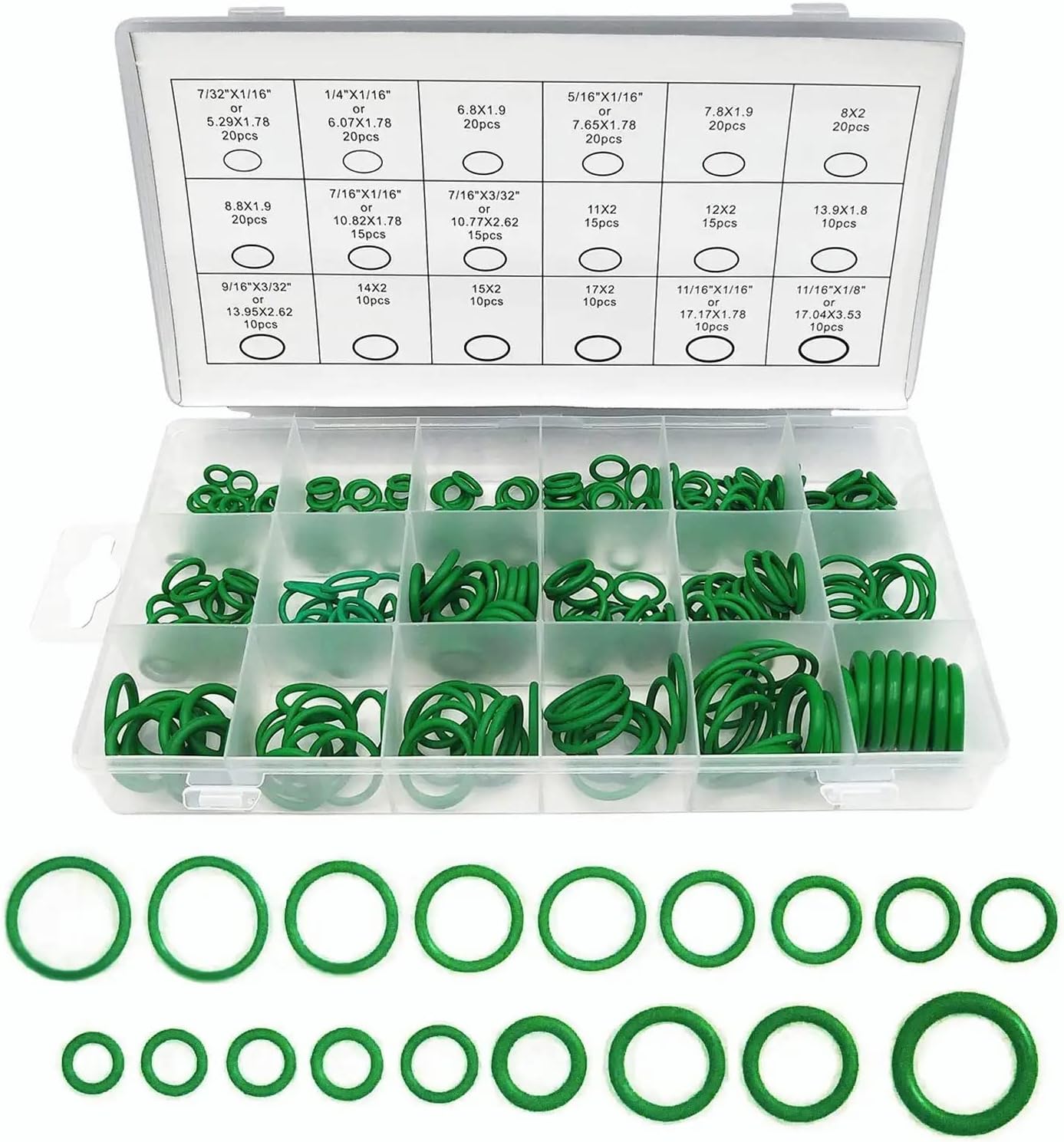 KOOTANS 24Sizes 1200Pcs Nitrile Rubber O Ring Kit O Rings Assortment ...