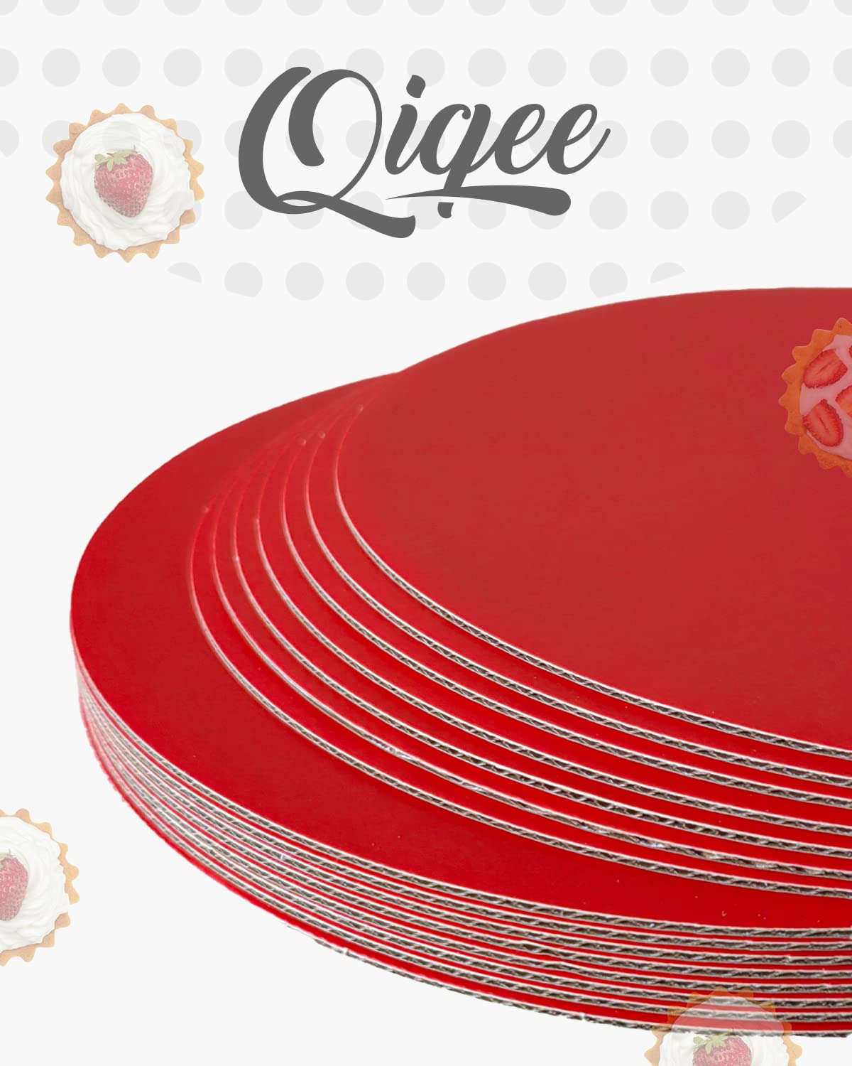 Snapklik.com : Qiqee 6 Inch Red Cake Boards Round 40-Packs Circles ...