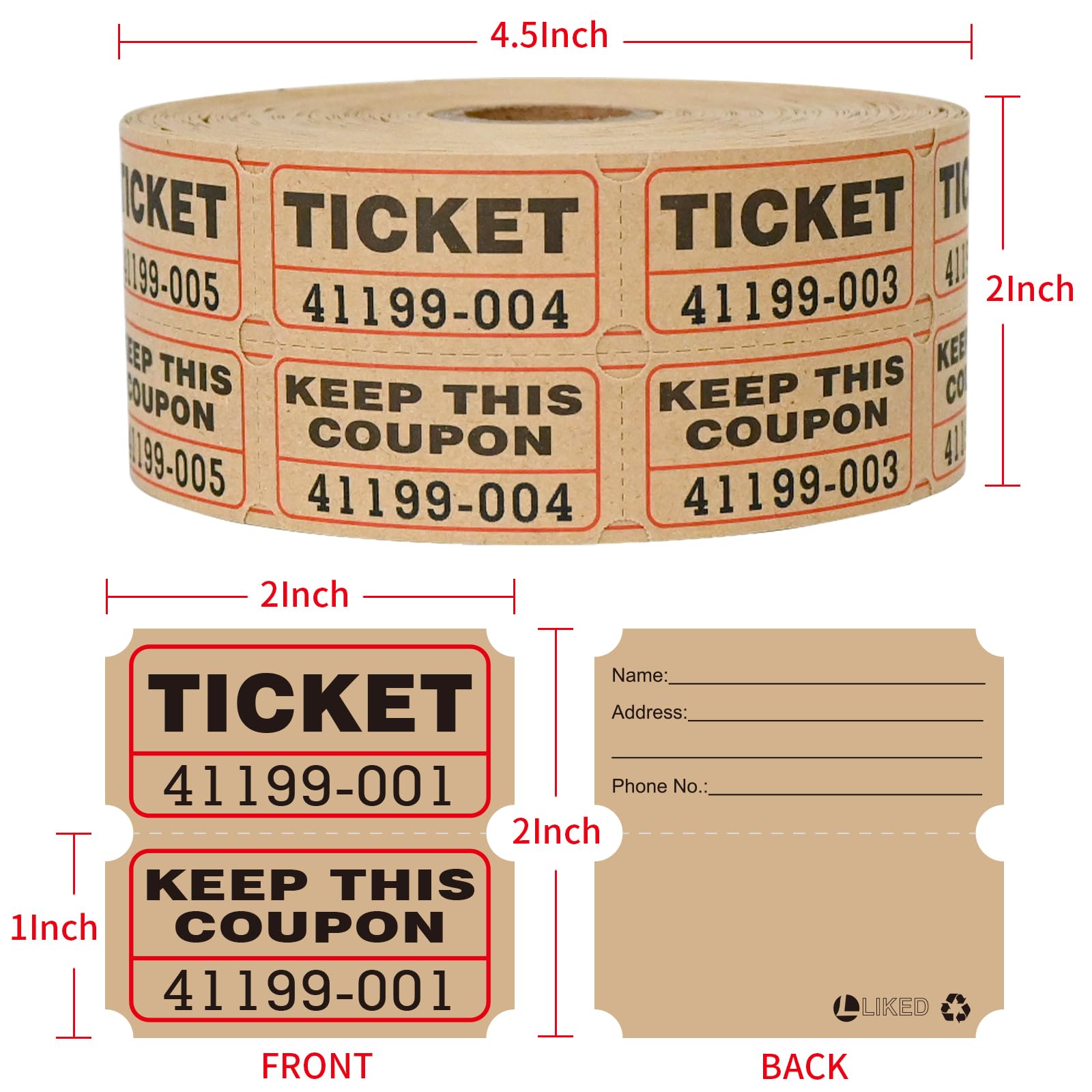 Snapklik.com : L LIKED Raffle Tickets Double Rolls 1000 Per Roll 50/55 ...