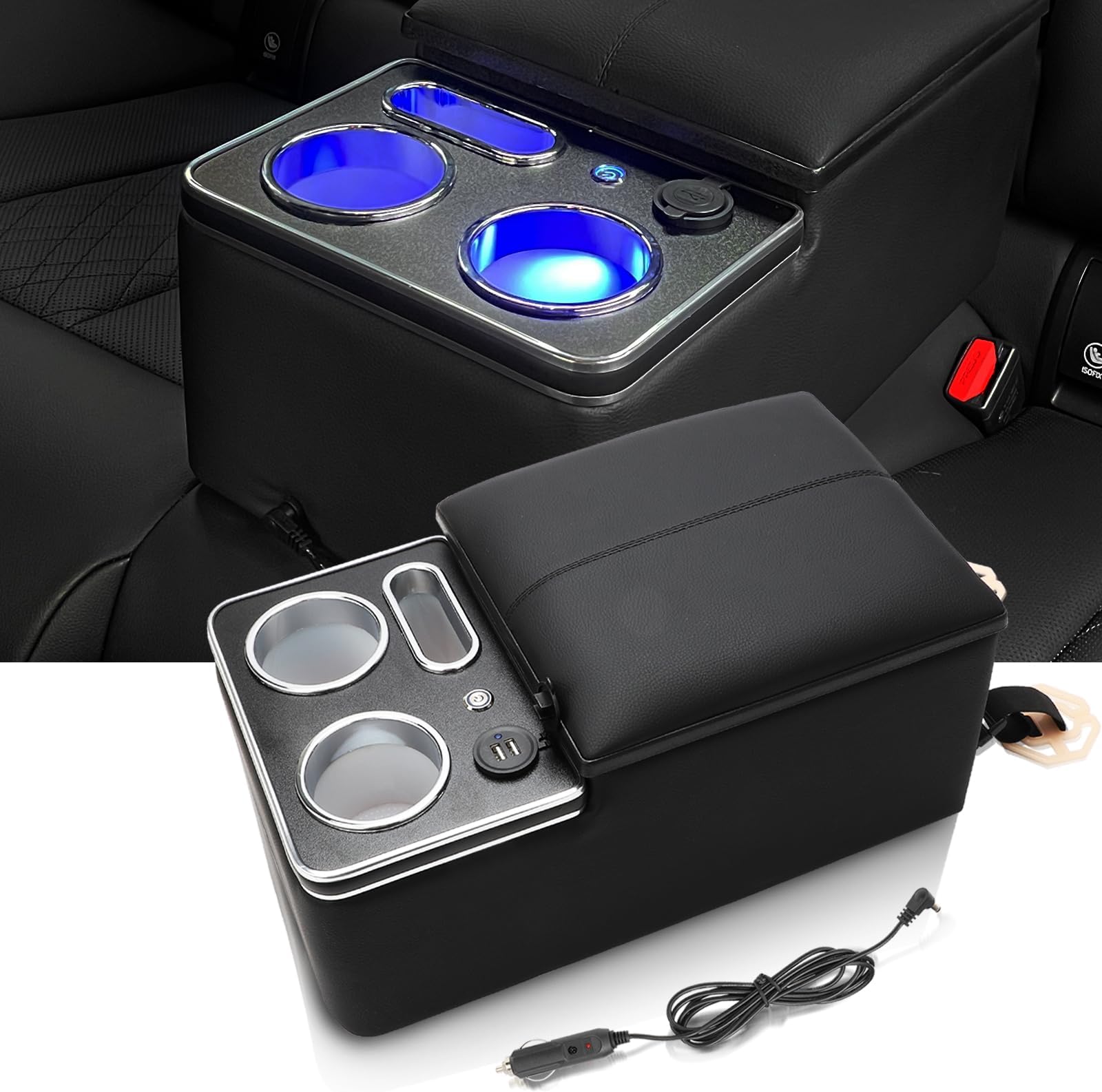 Amazon.com: Upgrade Center Console Organizer with Cup Holder& Phone ...