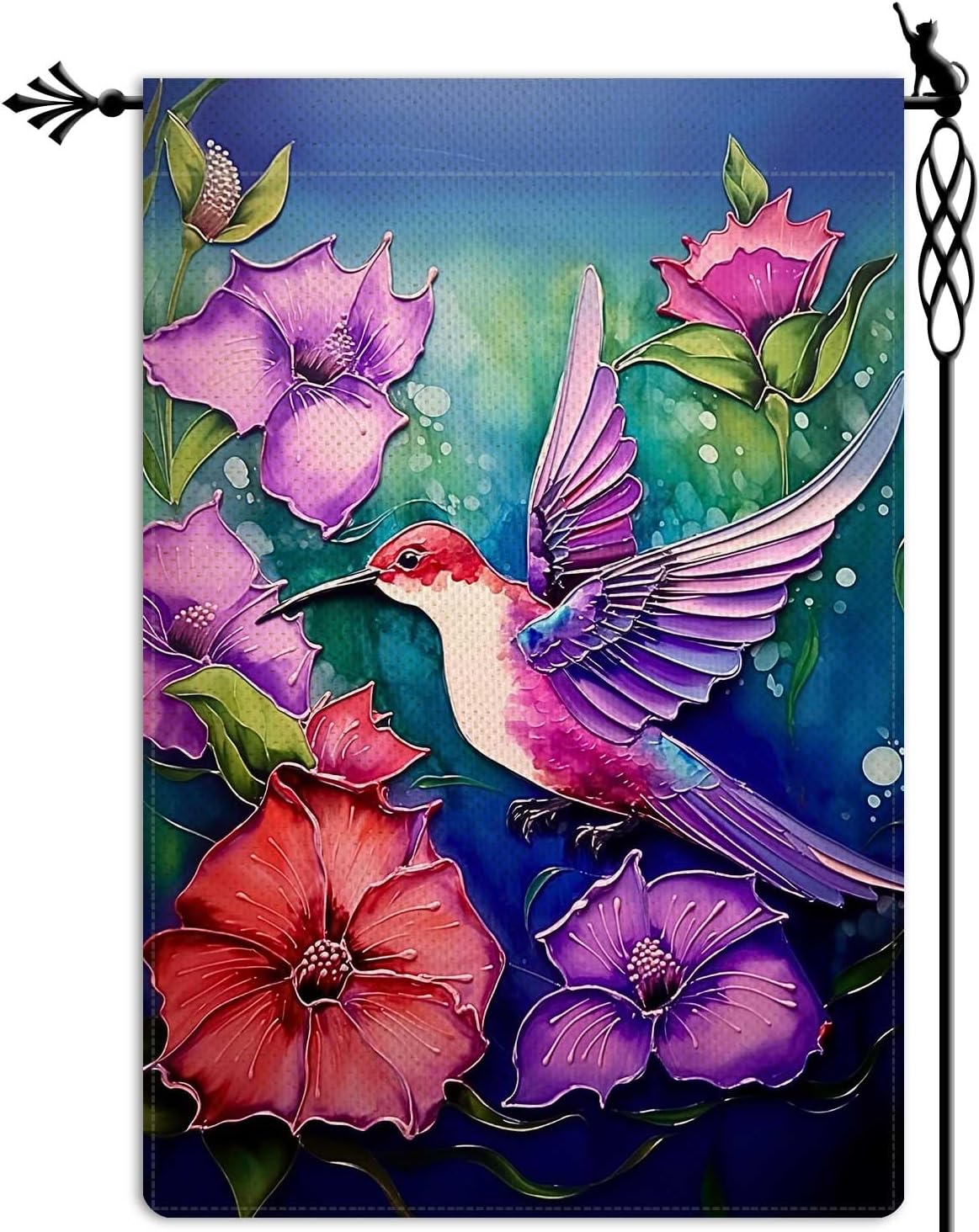 Amazon.com : Gormcore Vibrant Red Flowers and Hummingbird Spring Garden ...