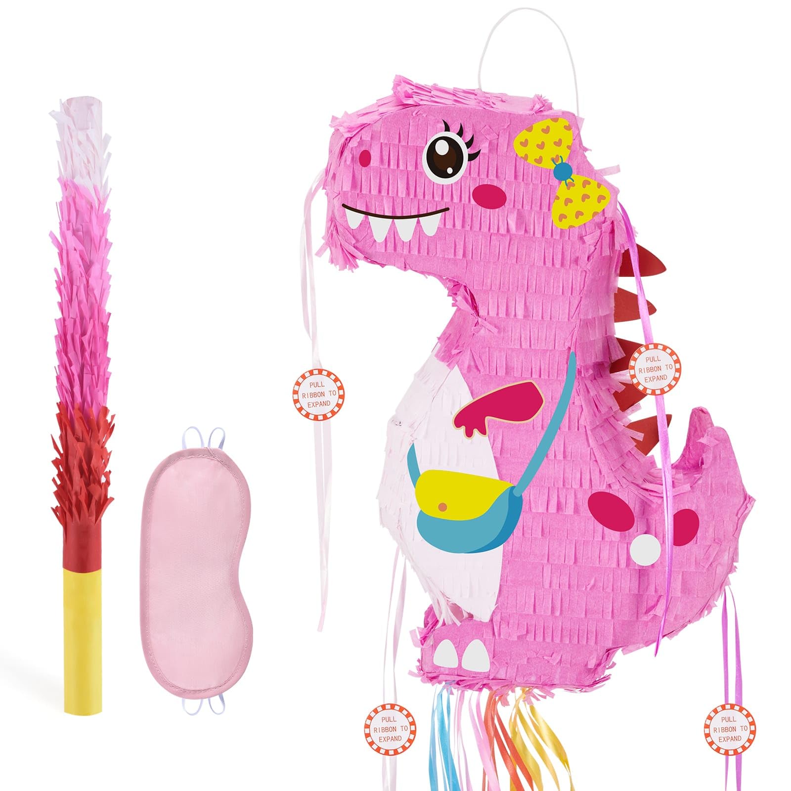 Amazon.com: WERNNSAI Foldable Dinosaur Piñata - Pull String Dinosaur ...
