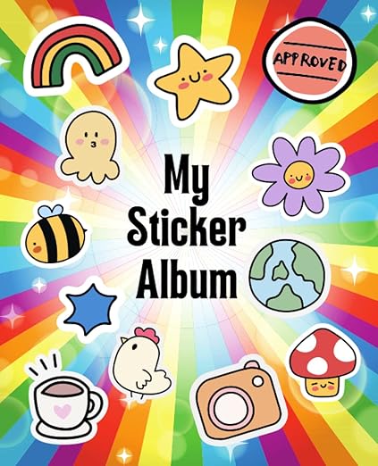 My Sticker Album: Sticker Collecting Album Rainbow Lights Theme Blank ...
