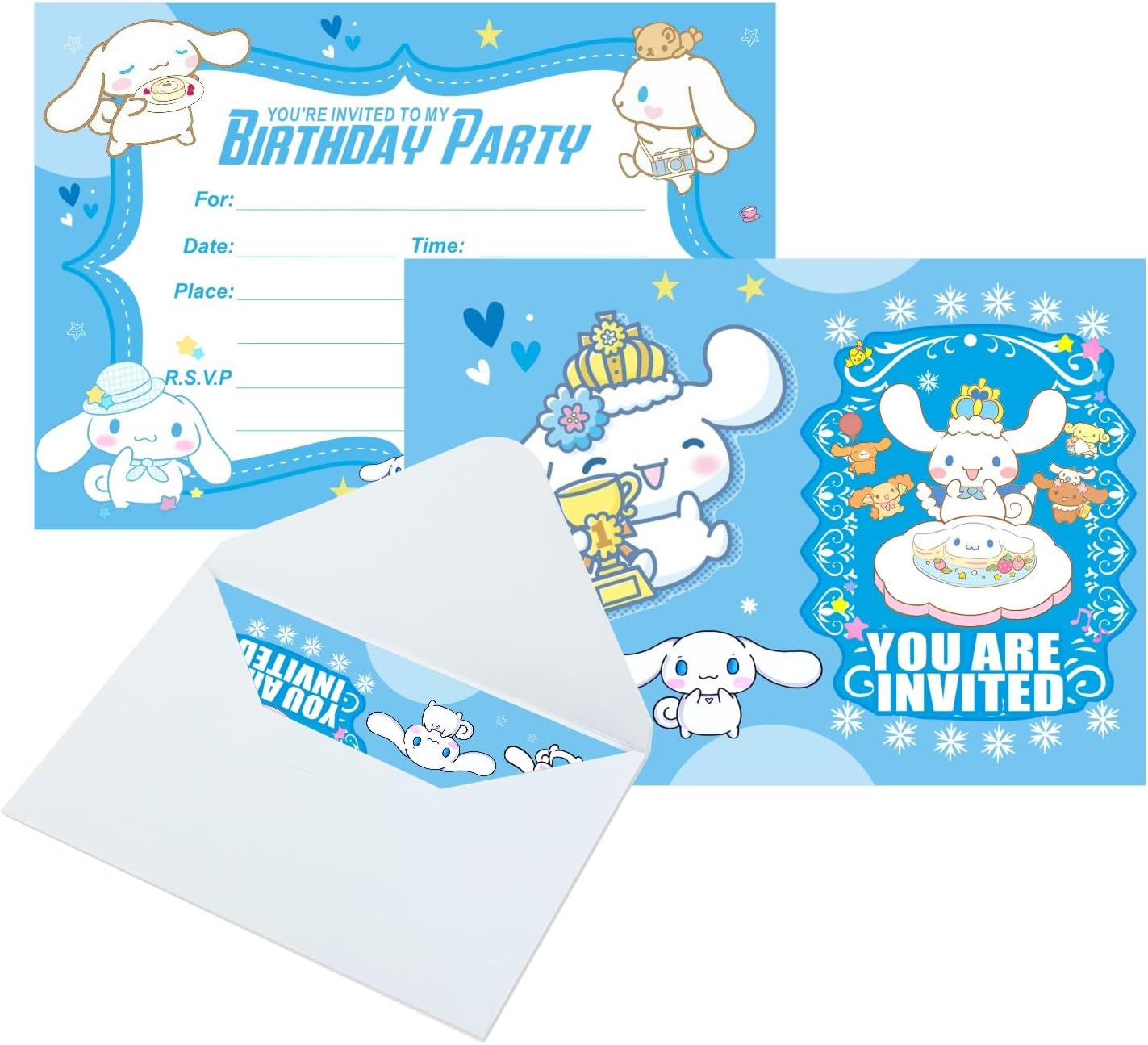 Amazon.com : ZPLHBHX 16 Pack Cinnamoroll Birthday Invitation Cards with ...