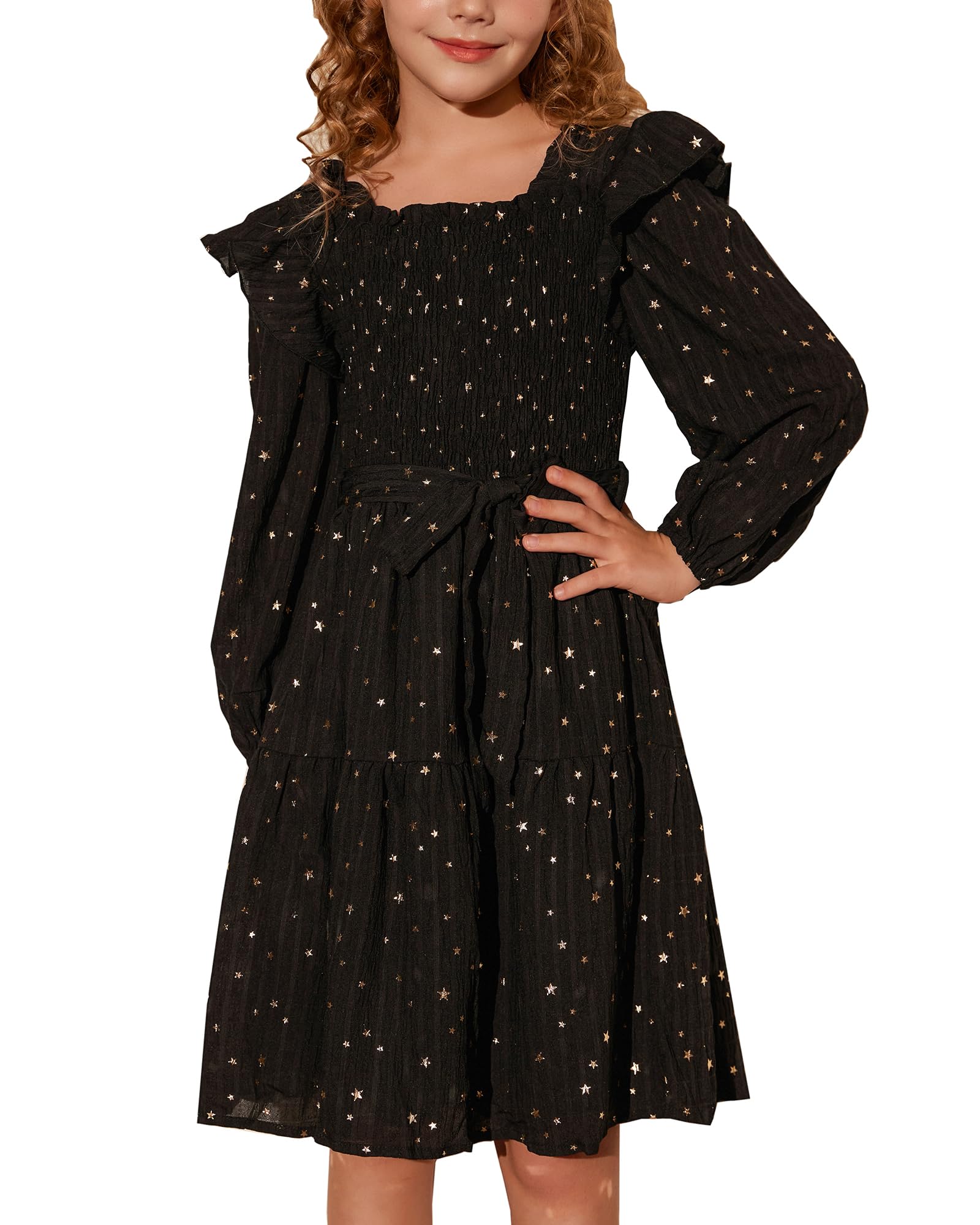 Amazon.com: GRACE KARIN Girls Fall Dress Long Sleeve Ruffle Tiered ...